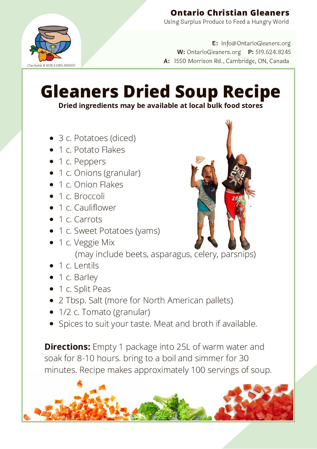 Gleaners Vegetable Mix Recipe – Ontario Christian Gleaners